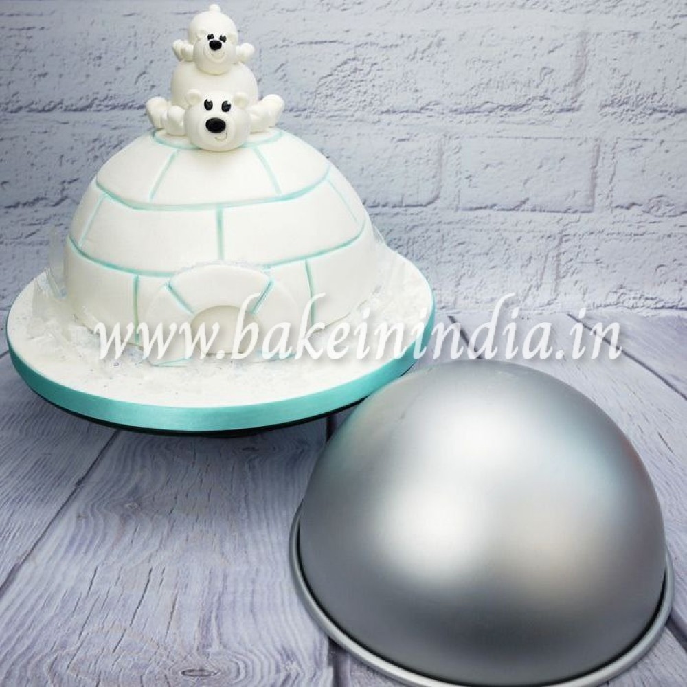 Aluminium Half Round Cake Mould (Dome Shape) Pan 3D Mould 8 Inch