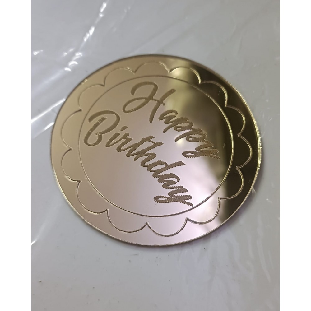 Happy Birthday Gold & Rose Gold Acrylic Cake Coin Topper (Pack Of 10)