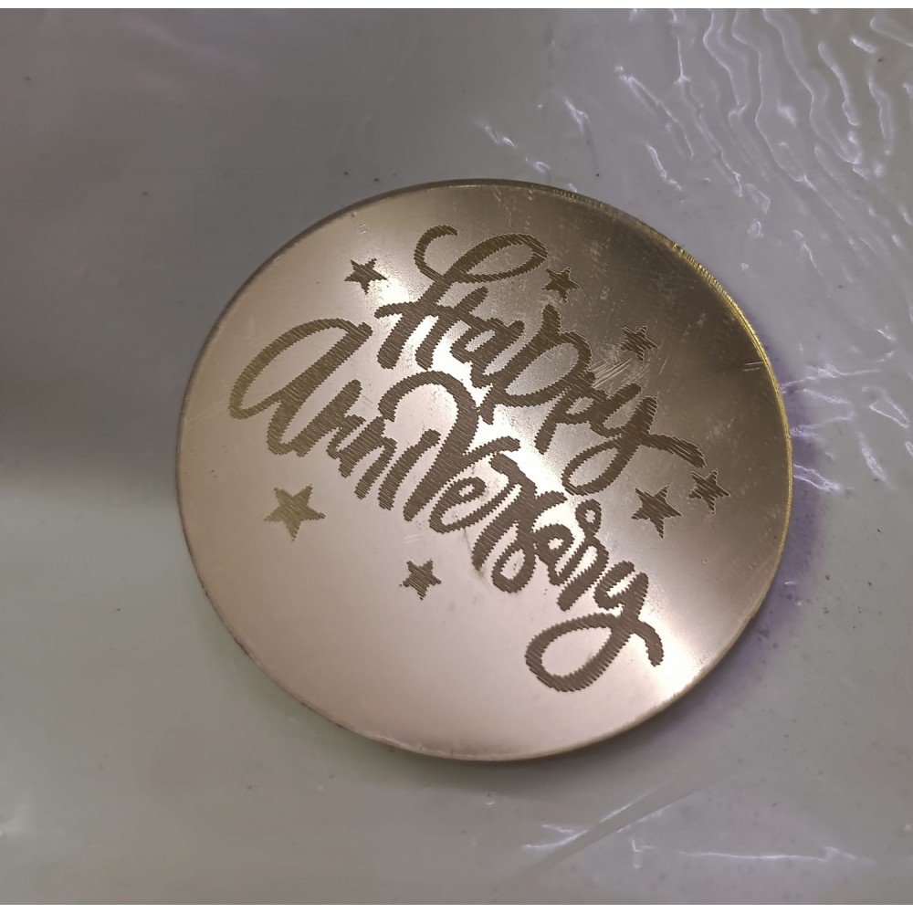 Happy ANNIVERSARY Gold & Rose Gold Acrylic Cake Coin Topper (Pack Of 3)